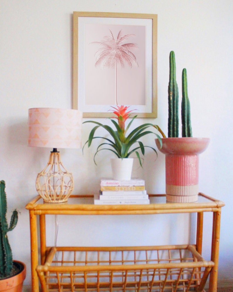 Pink Palm Print, Tropical Blush Pink Palm Wall Art, Summer Vibes Poster ...