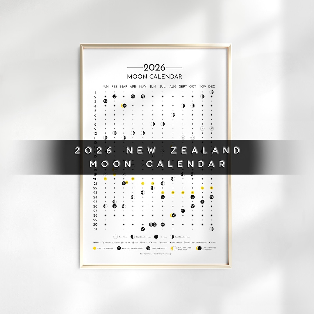 New Zealand Moon Calendar 2026, Auckland Lunar Calendar 2026, 2026 ...