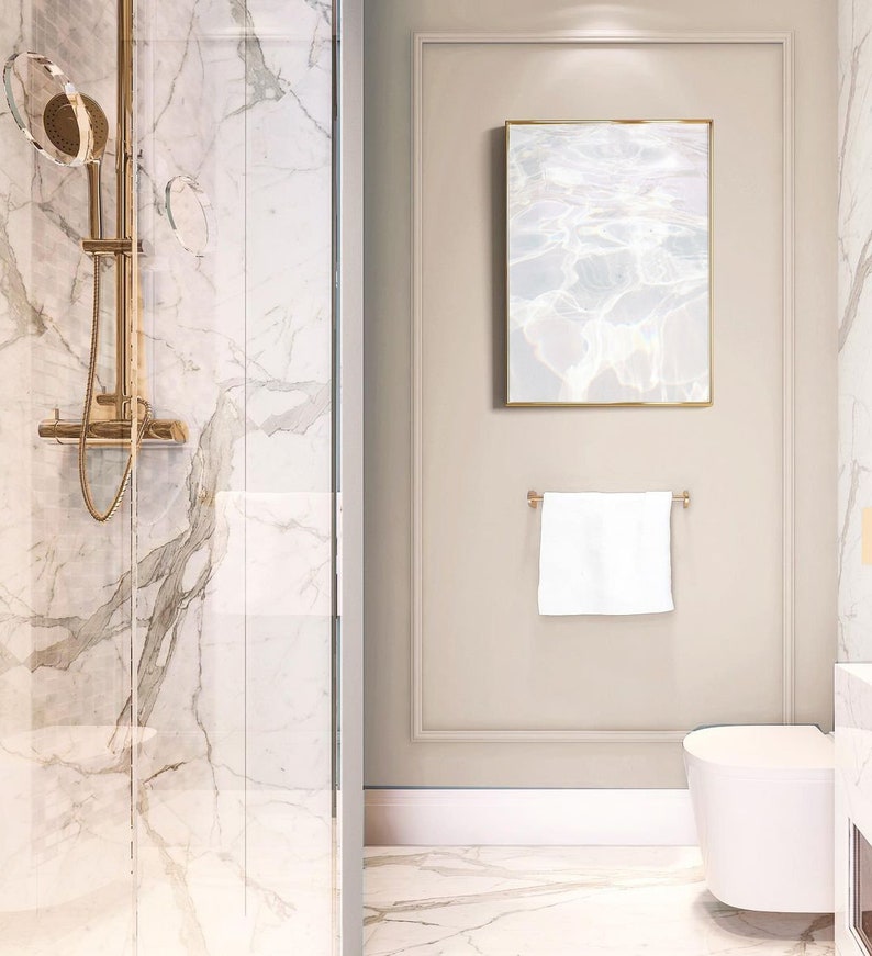 White Water Print, White Aesthetic Wall Art, White Texture Decor, White ...