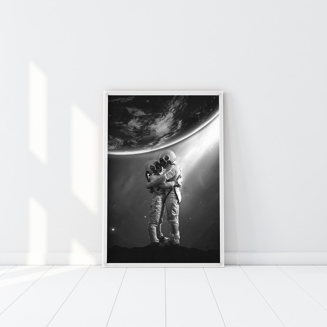 Space Love Print, Cosmonaut Couple Poster, Space Art, Outer Space Print ...