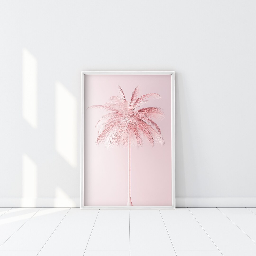 Pink Palm Print, Tropical Blush Pink Palm Wall Art, Summer Vibes Poster ...