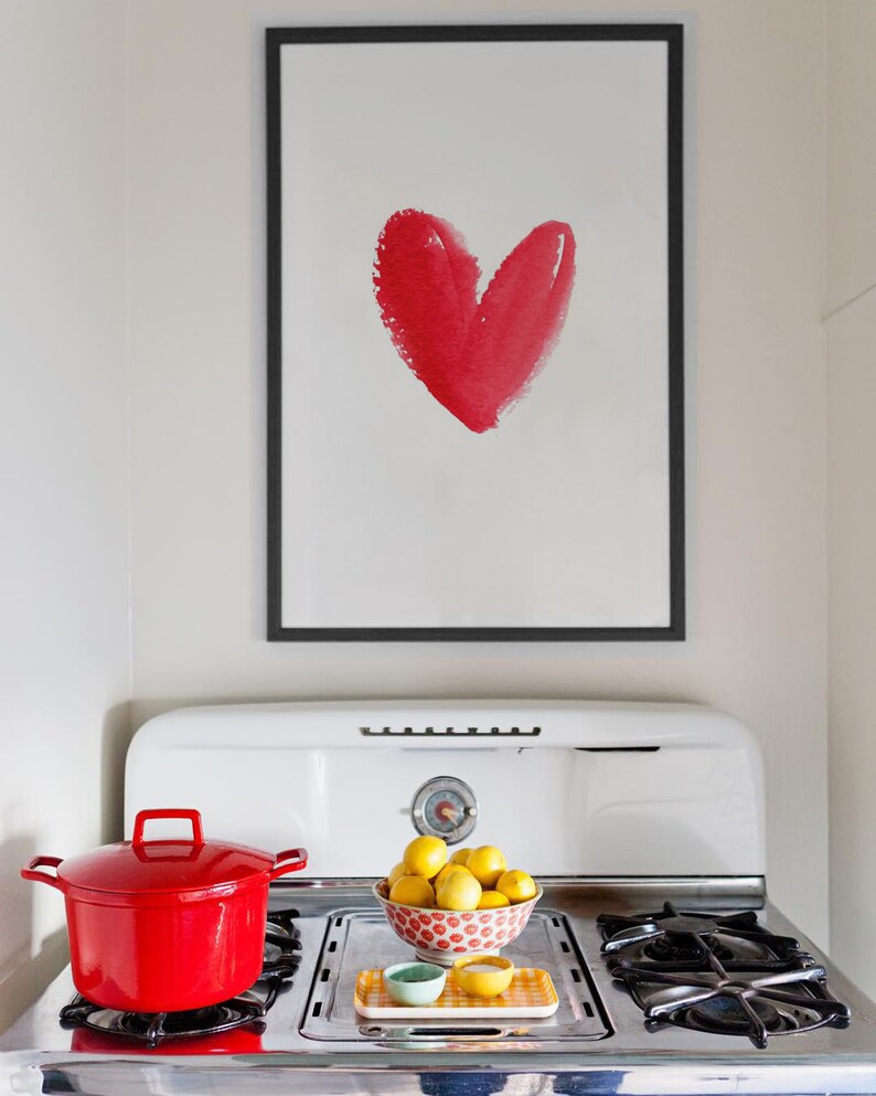Red Watercolor Heart Print Ruby Heart Poster Love Wall Art | Etsy