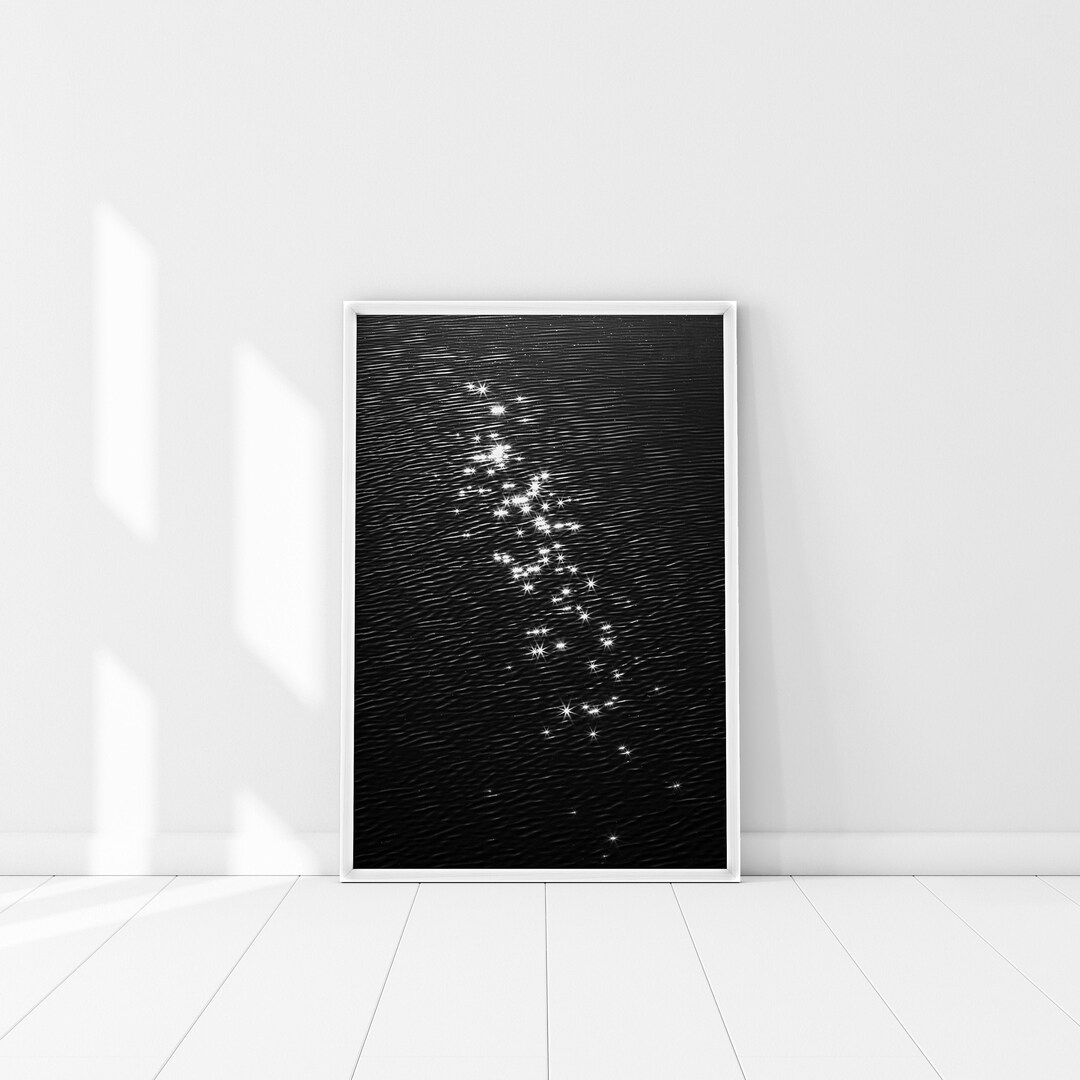 Lake Stardust Print, Light Reflection Poster, Boho Chic, Moonlight ...