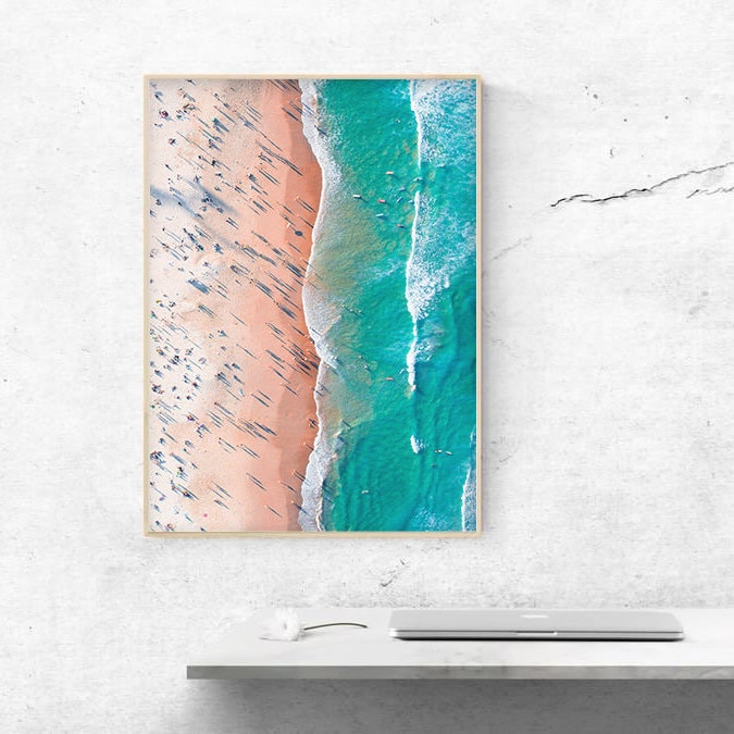 Half Sand Half Sea Drone print Beach print Bondi Beach | Etsy