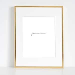 Peace Print, Peace Handwritten Poster, Minimalist Peace Wall Art ...