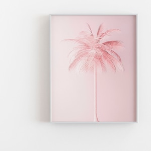 Pink Palm Print, Tropical Blush Pink Palm Wall Art, Summer Vibes Poster ...