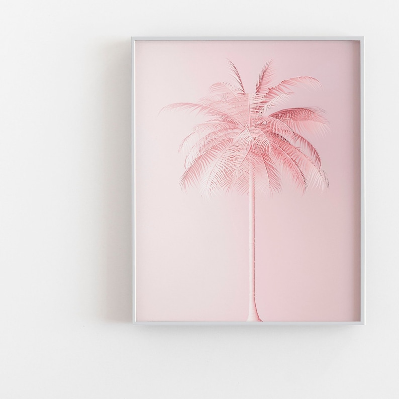 Pink Palm Print, Tropical Blush Pink Palm Wall Art, Summer Vibes Poster ...