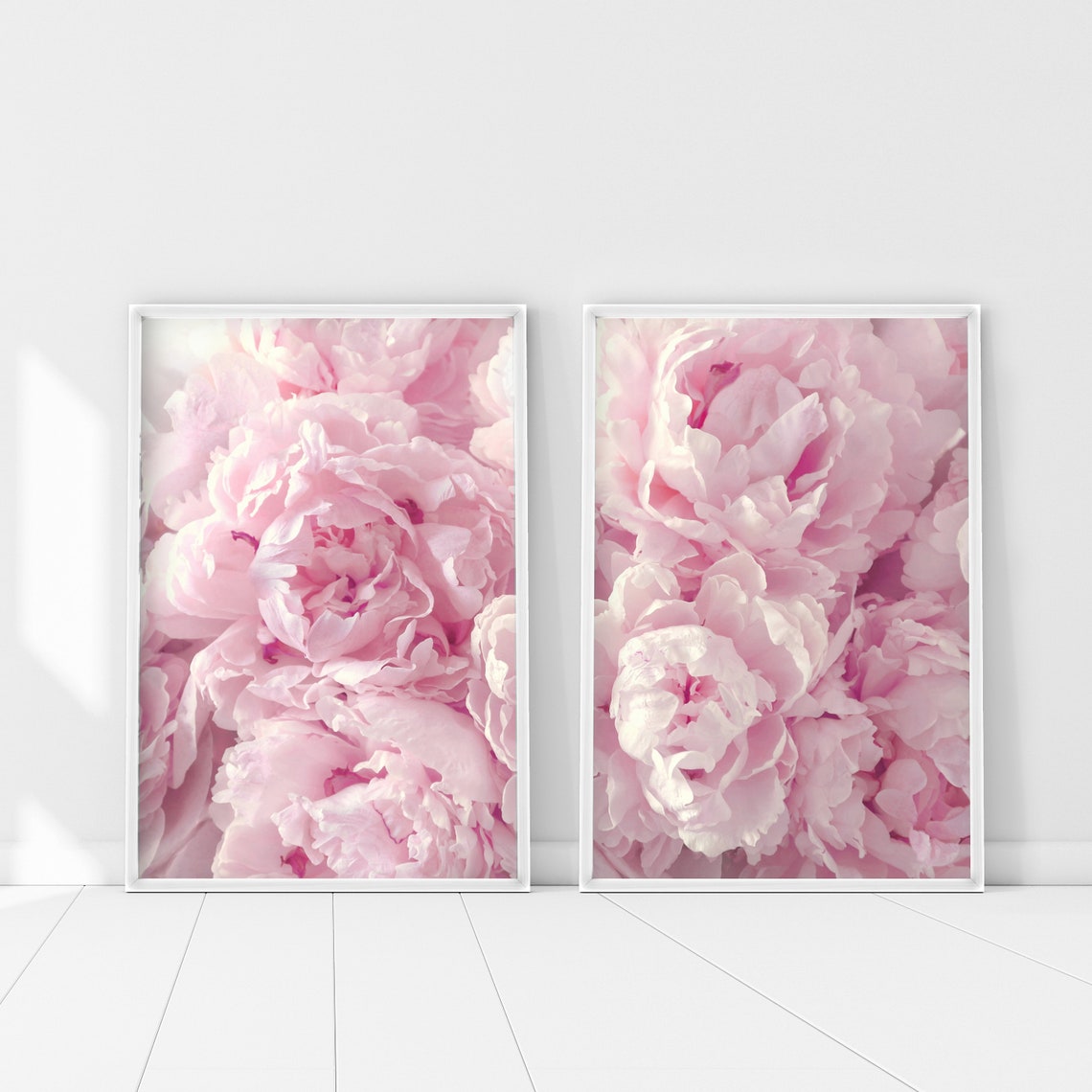Set of 2 Pink Peonies Print Pastel Pink Peonies Poster 2 | Etsy