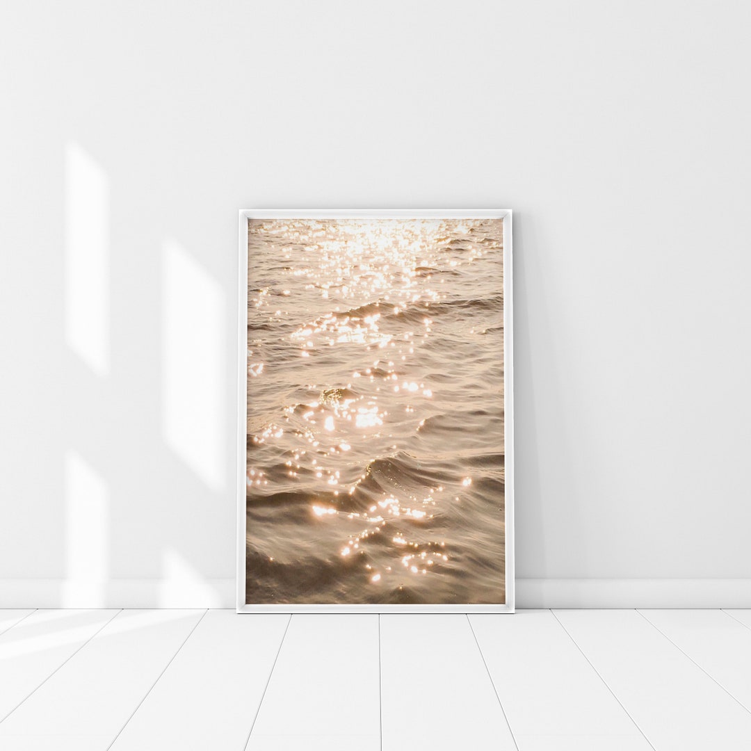 Gold Water Ripples Print, Gold Sea Poster, Warm Neutrals, Coastal Boho ...