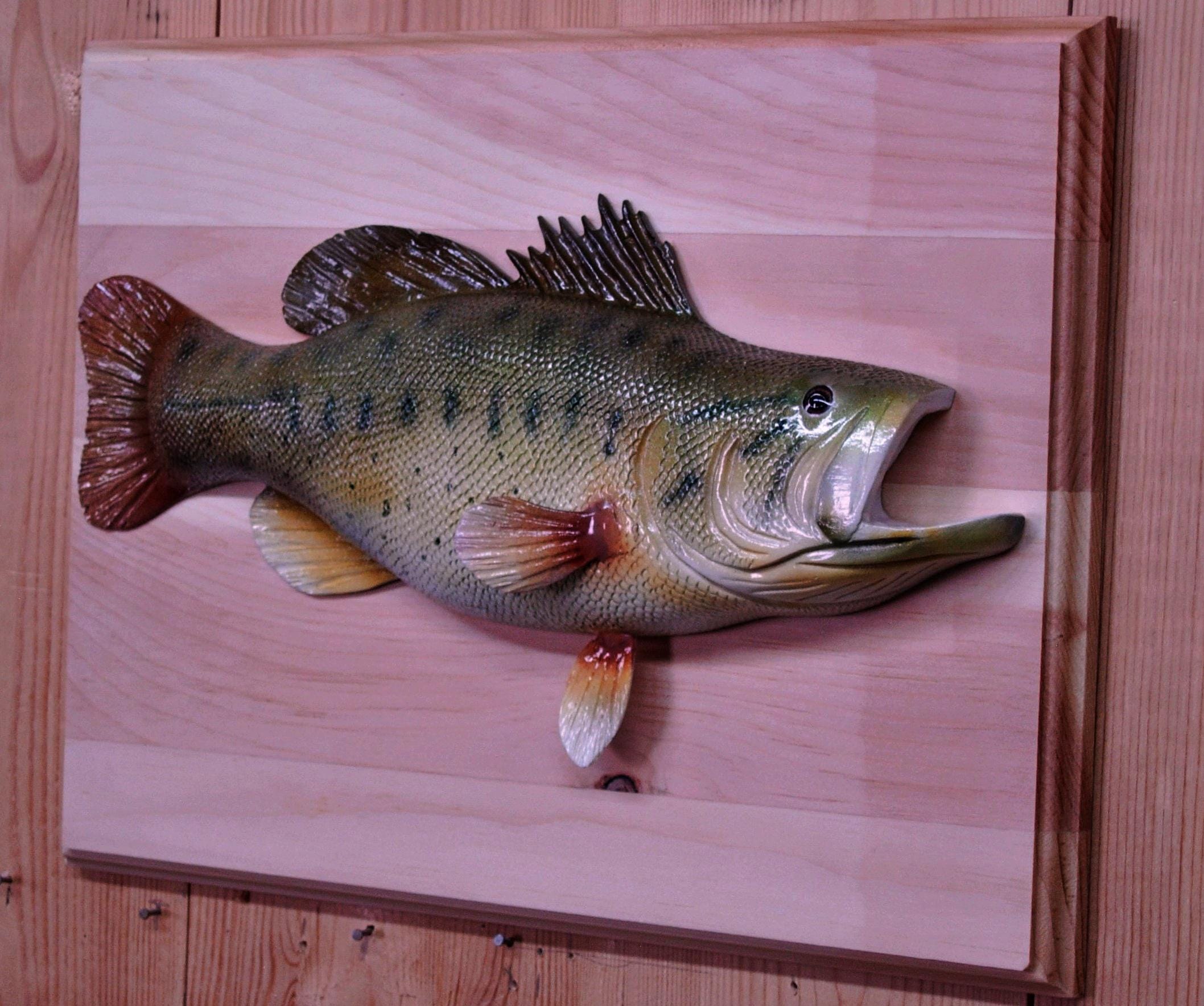 Hand Carved Aspen Bass Sculpture: Wildlife Fishing Art - Etsy