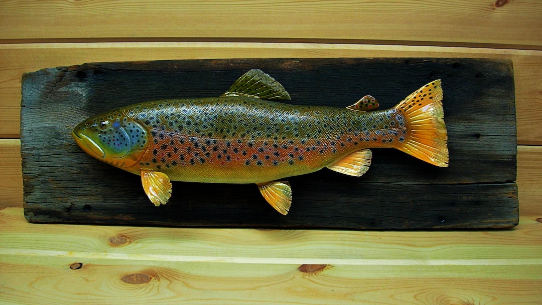 Handcrafted Brown Trout, Fishing Art, Fly Fishing, Sculpture, Trout Art ...