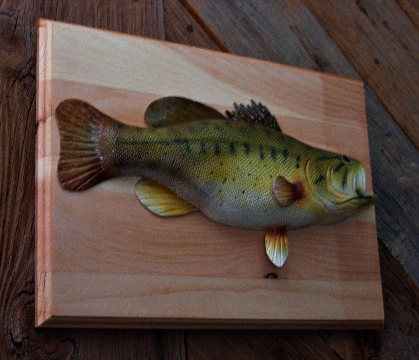 Hand Carved Aspen Bass Sculpture: Wildlife Fishing Art - Etsy