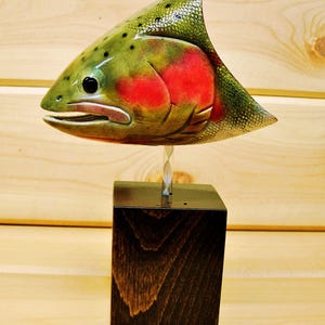 Cutthroat Trout Carving: Aspen Wood Fish Sculpture, Cabin Decor - Etsy