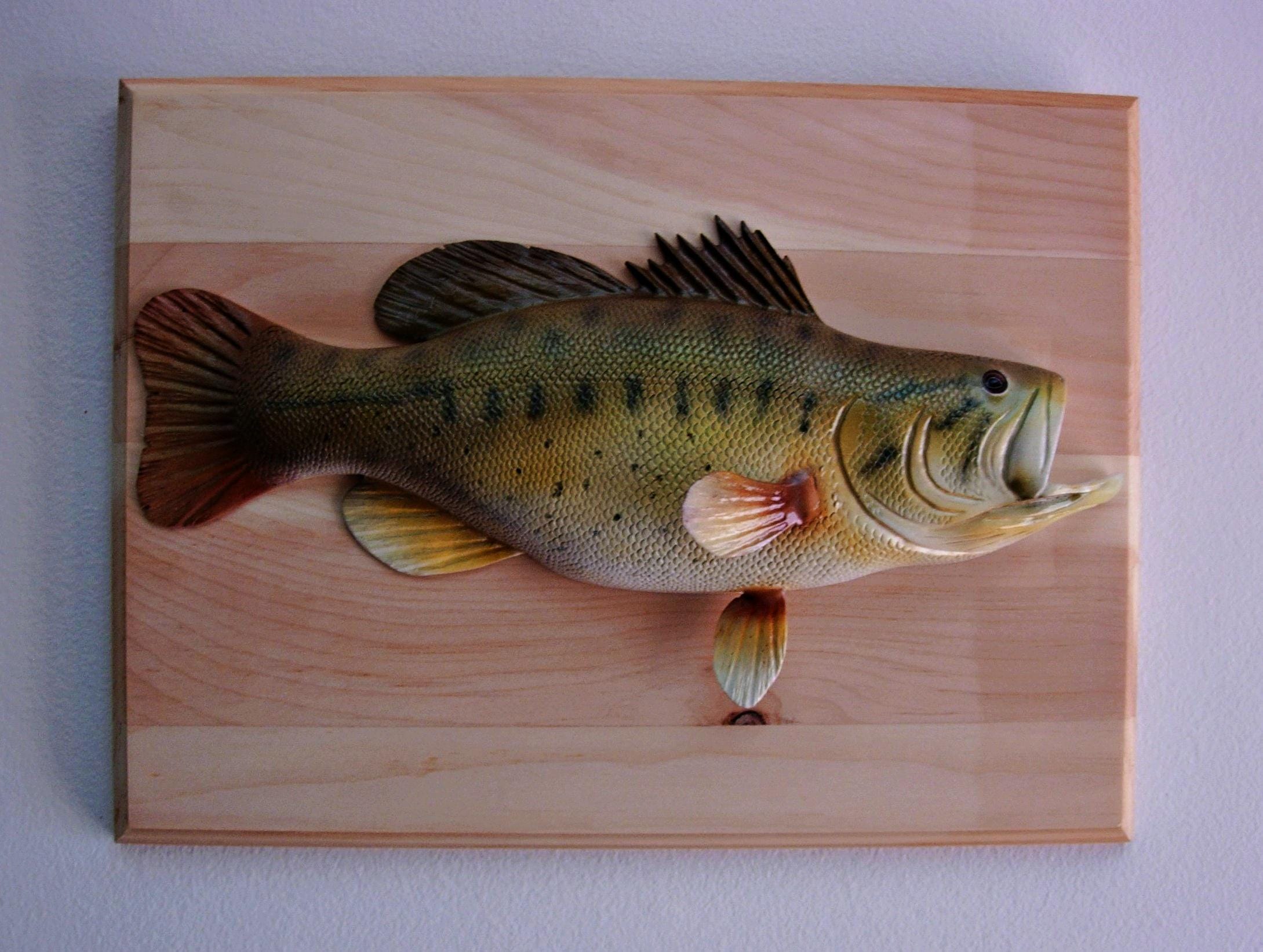 Hand Carved Aspen Bass Sculpture: Wildlife Fishing Art - Etsy