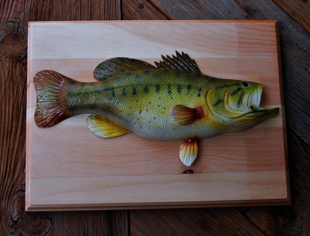 Hand Carved Aspen Bass Sculpture: Wildlife Fishing Art - Etsy