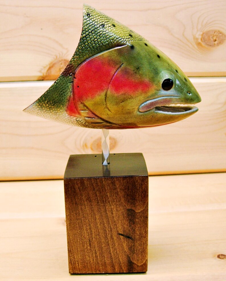 Cutthroat Trout Carving: Aspen Wood Fish Sculpture, Cabin Decor - Etsy