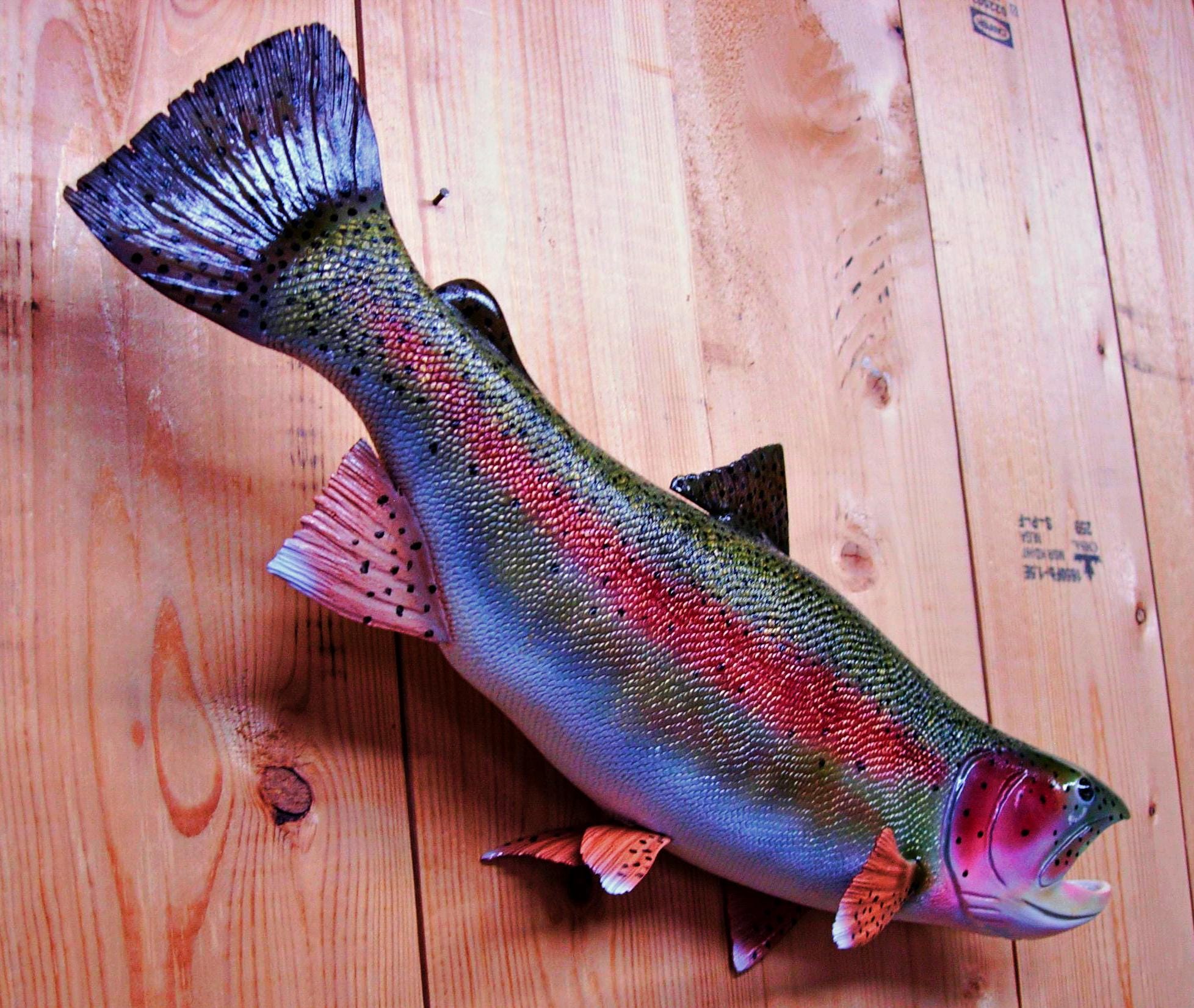 Handcrafted Rainbow Trout, Cabin Decor, Sculpture, Fishing Gift, Fish ...