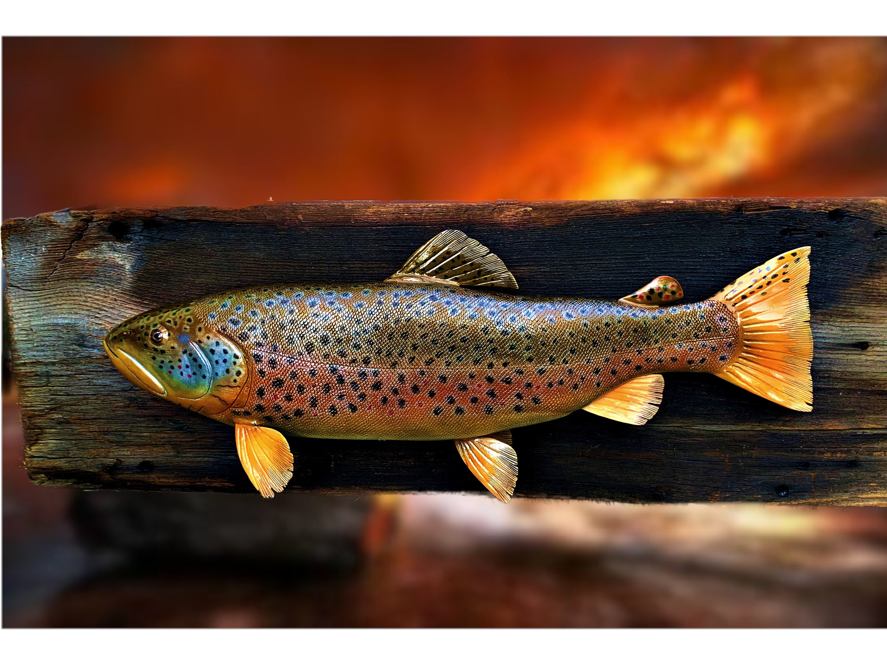 Brown Trout Replica, Fishing Art, Fly Fishing, Sculpture, Trout Art ...