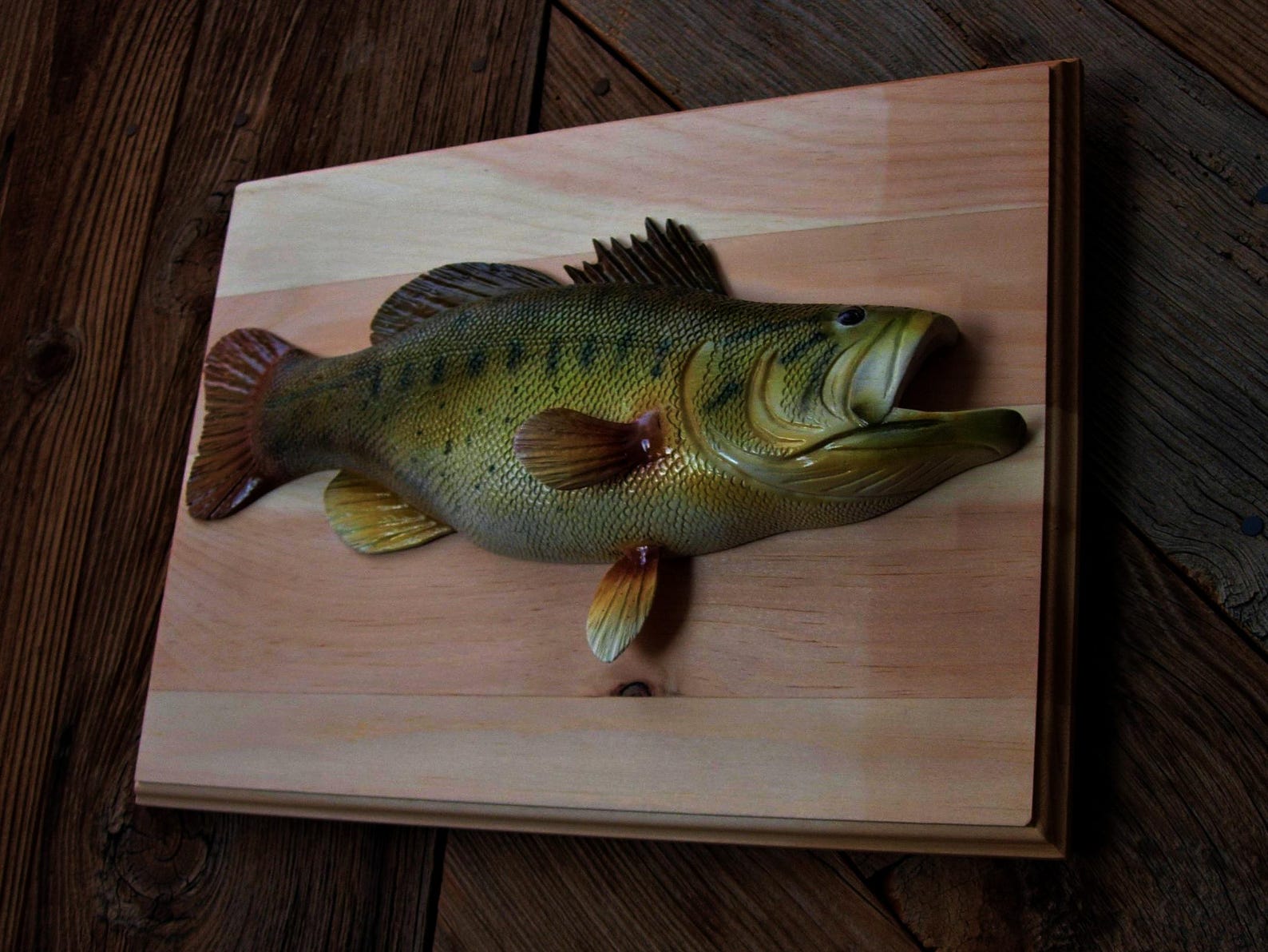 Hand Carved Aspen Bass Sculpture: Wildlife Fishing Art - Etsy