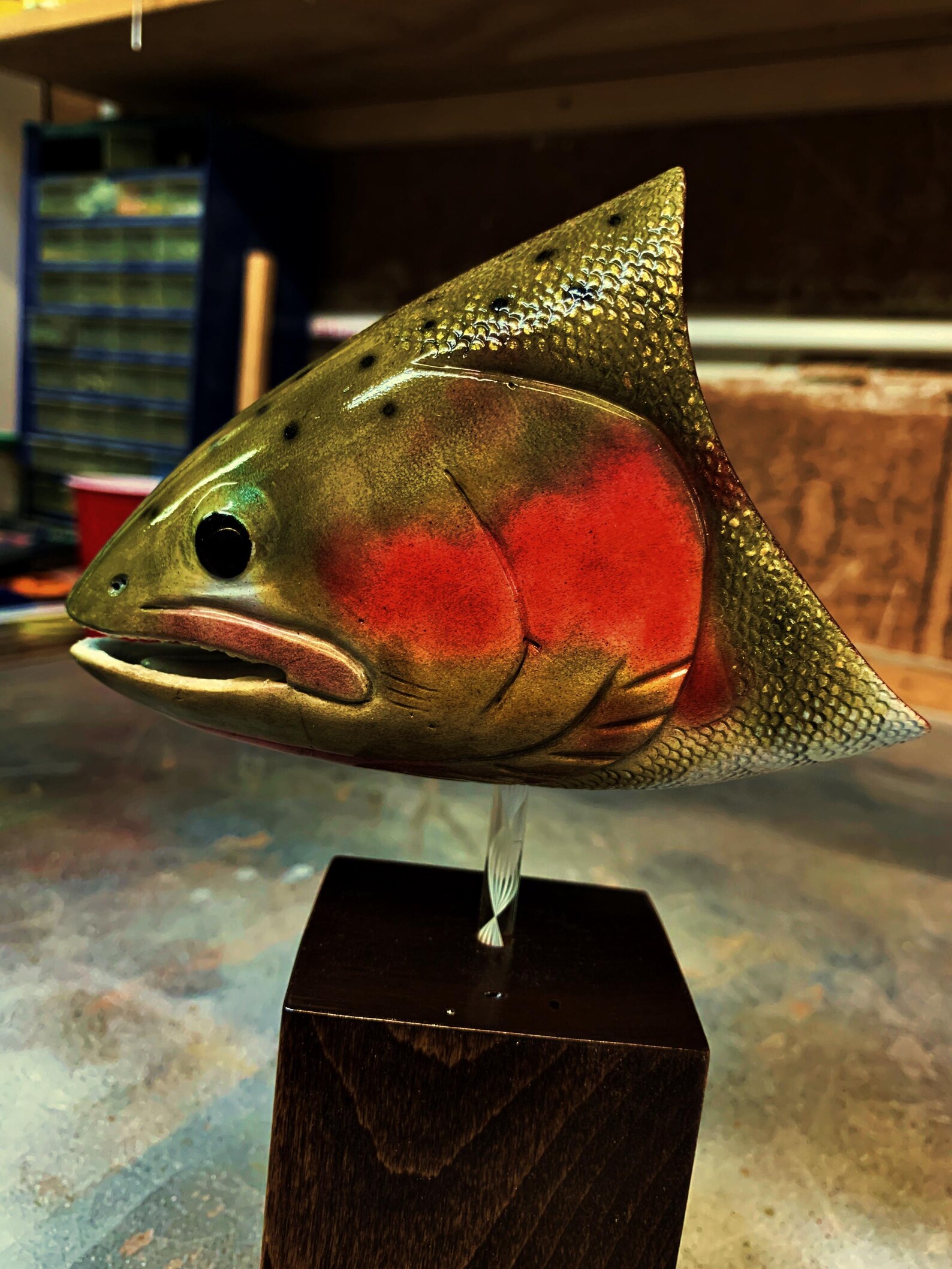 Cutthroat Trout Carving: Aspen Wood Fish Sculpture, Cabin Decor - Etsy