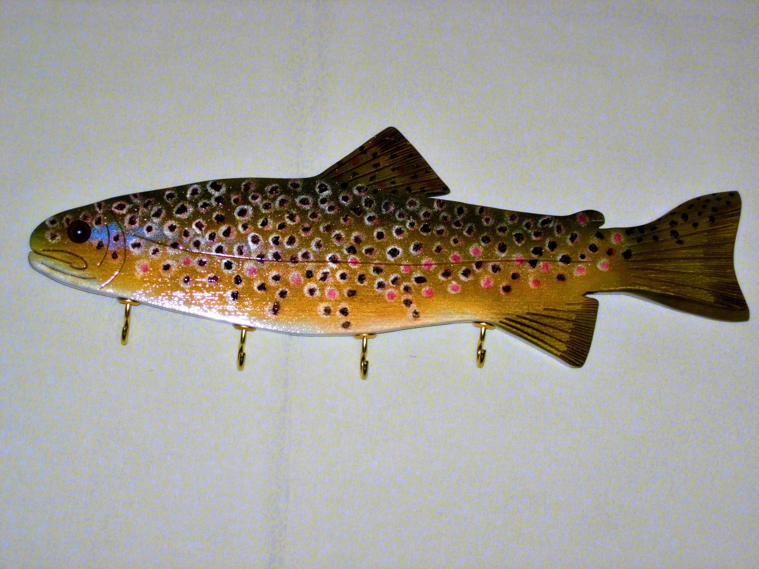 Fish Keyholder, Trout Carving, Trout Fishing, Brown Trout Art ...