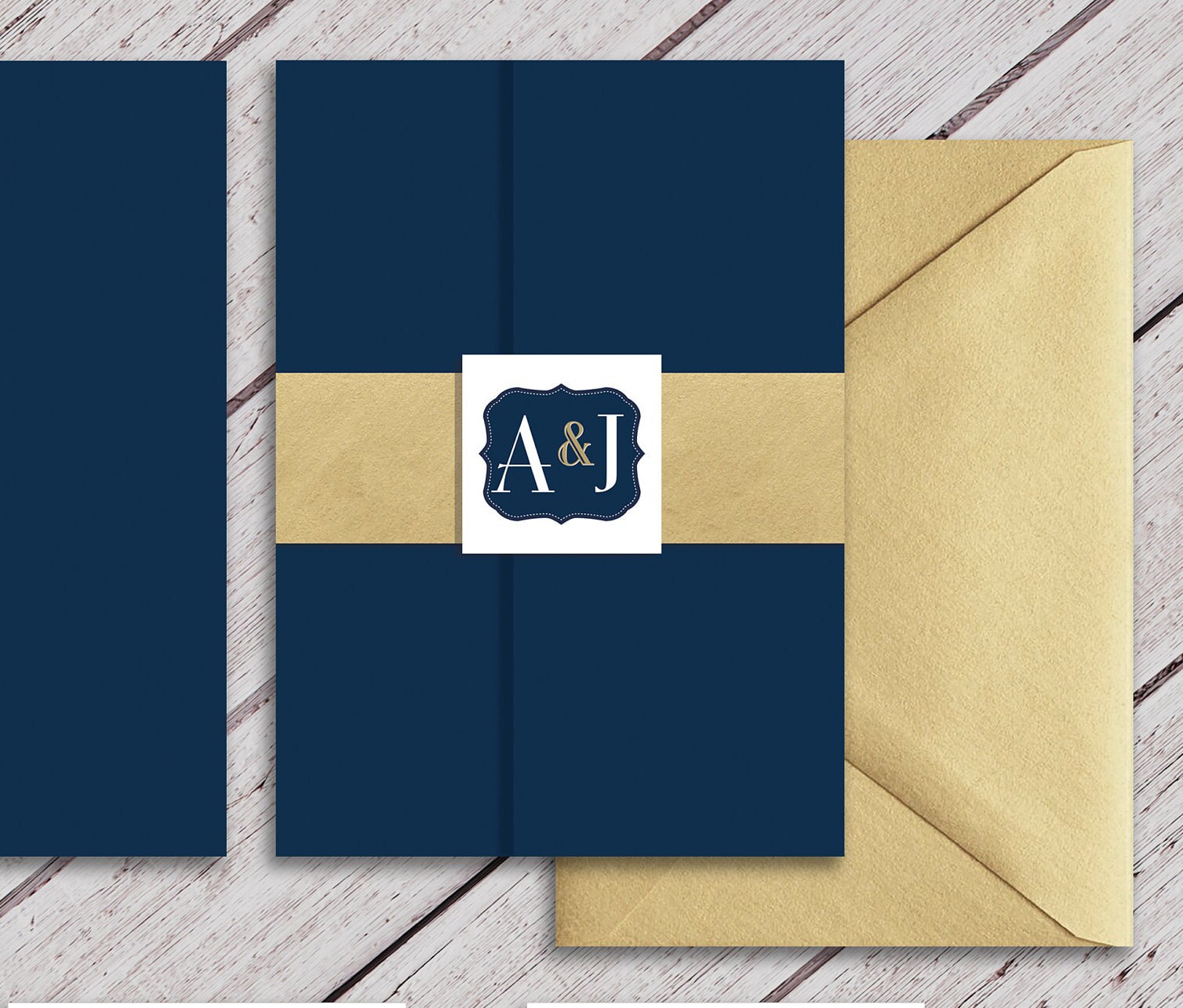 Elegant Blue and Gold Wedding Invitation, Custom Made Wedding ...