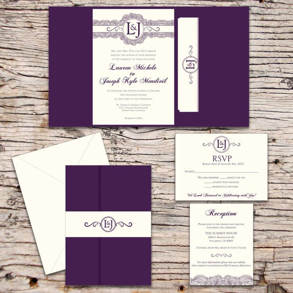 Lace Wedding Invitations - Etsy