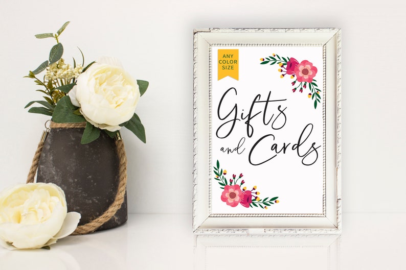 Elegant Gifts and Cards Printable Sign, Wedding Sign Template ...