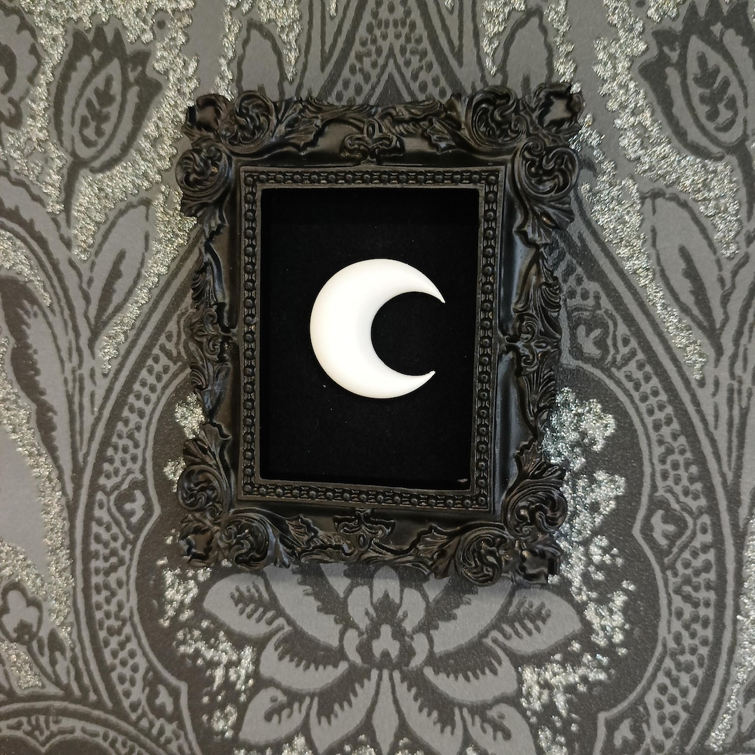 Mini Crescent Moon Wall Art – 3D Gothic Victorian Frame • Witchy Occult ...