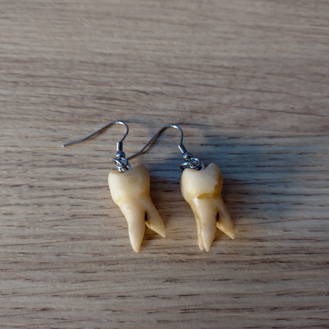 Human Teeth Earrings Human Molar Earrings Curiosity Jewlery - Etsy