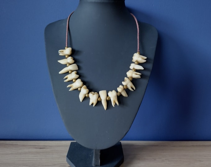 Aged Human Teeth Necklace With Brass Beads - Etsy
