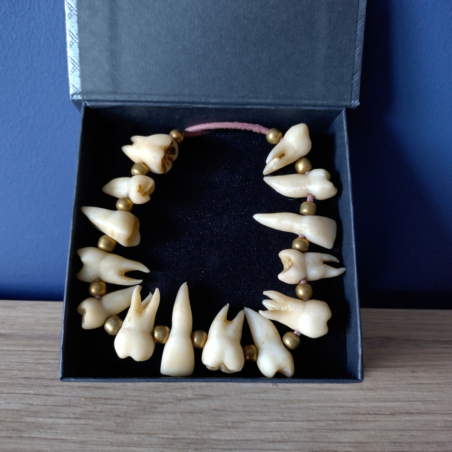 Aged Human Teeth Necklace With Brass Beads - Etsy