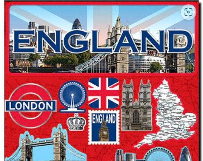 3D England Stickers - by Reminisce - Map - English Emblems - Landmarks ...