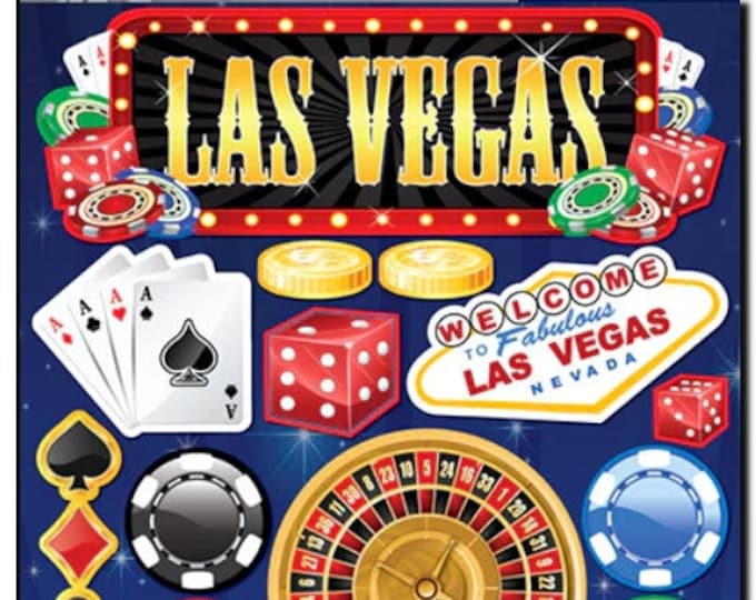3D Las Vegas Stickers by Reminisce Casino Emblems Landmarks Blackjack ...