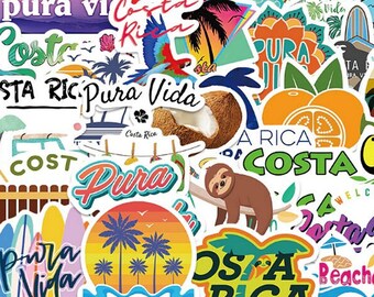 Costa Rica Pura Vida Theme Sticker Pack Central America - Etsy
