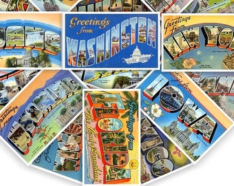 50 States Postcard - Etsy