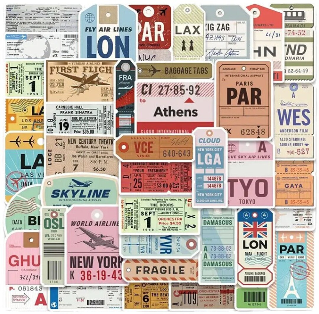 Airline Tags & Airport Stickers Destinations Airports - Etsy