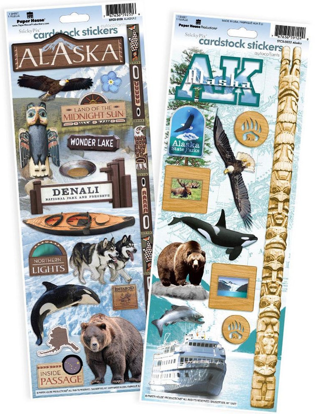 Alaska Stickers Emblems & Icons Denali Totem Poles Inside Passage Bears ...
