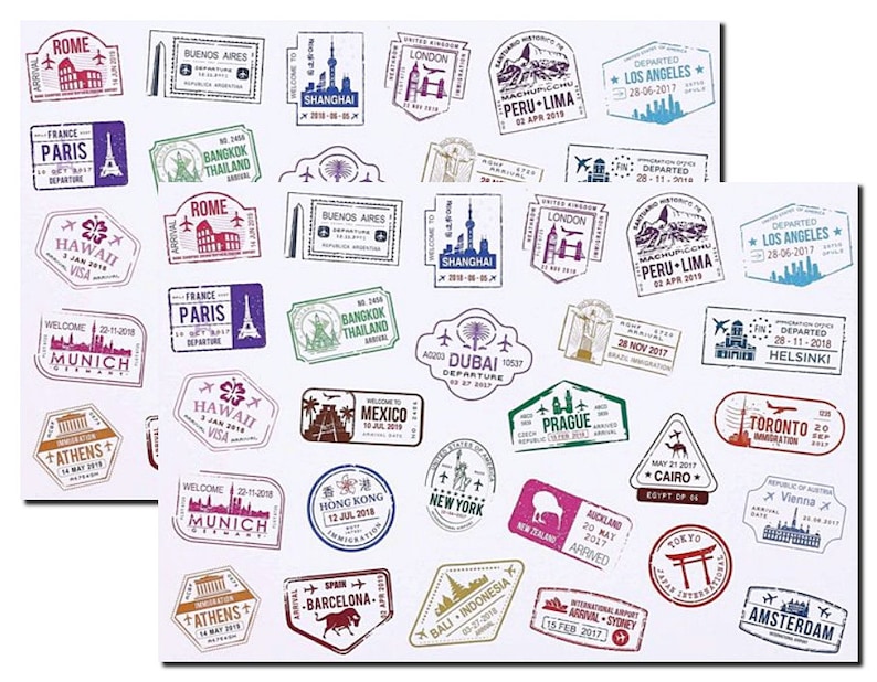 Passport Stamps & Visa Stickers Worldwide Destinations - Etsy