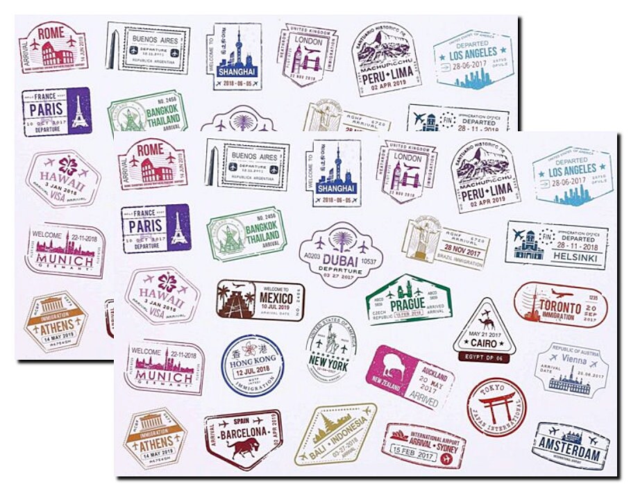 Passport Stamps & Visa Stickers Worldwide Destinations - Etsy