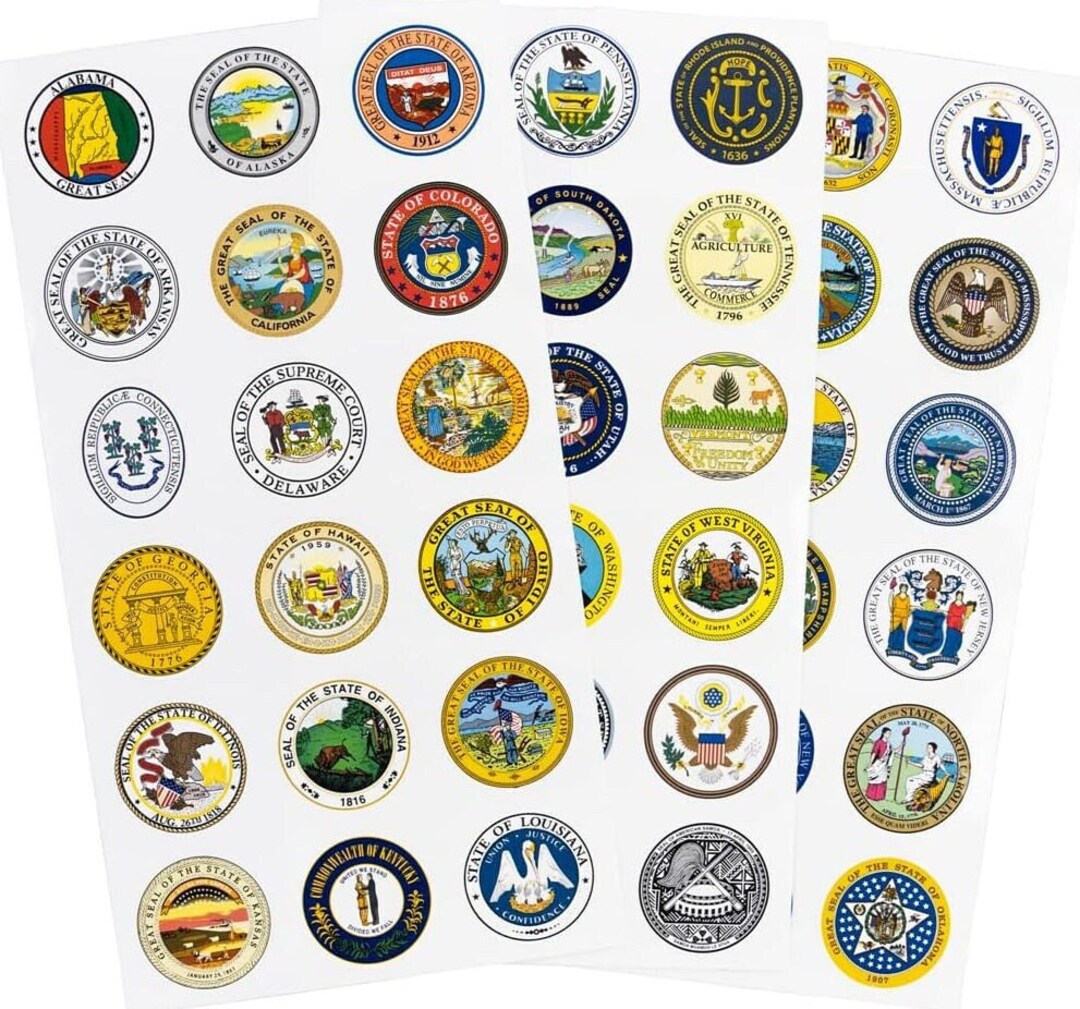 American States Official Seals Stickers USA Historic Vibrant Graphics ...