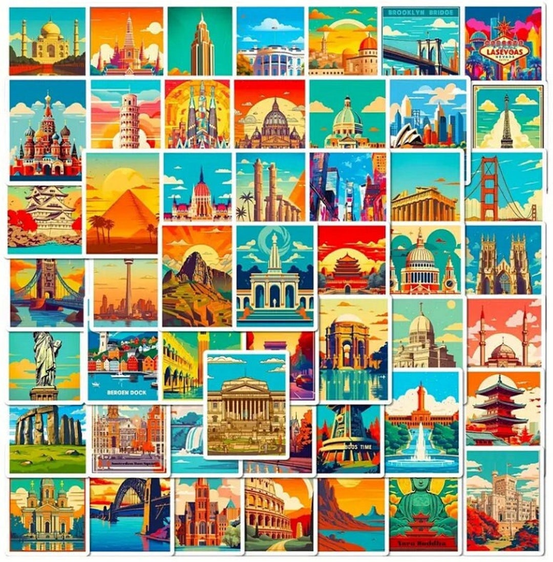 Famous World Architecture Stickers Buildings Landmarks Bridges Scenes ...
