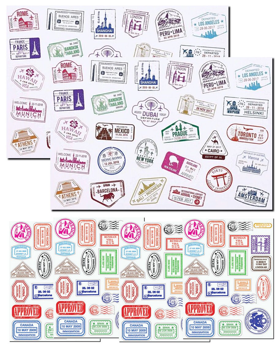 Passport Stamps & Visa Stickers Worldwide Destinations - Etsy
