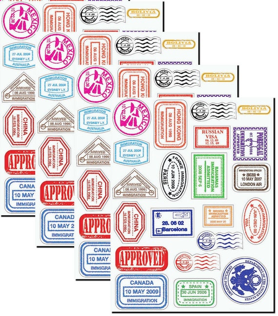 Passport Stamps & Visa Stickers Worldwide Destinations | Etsy