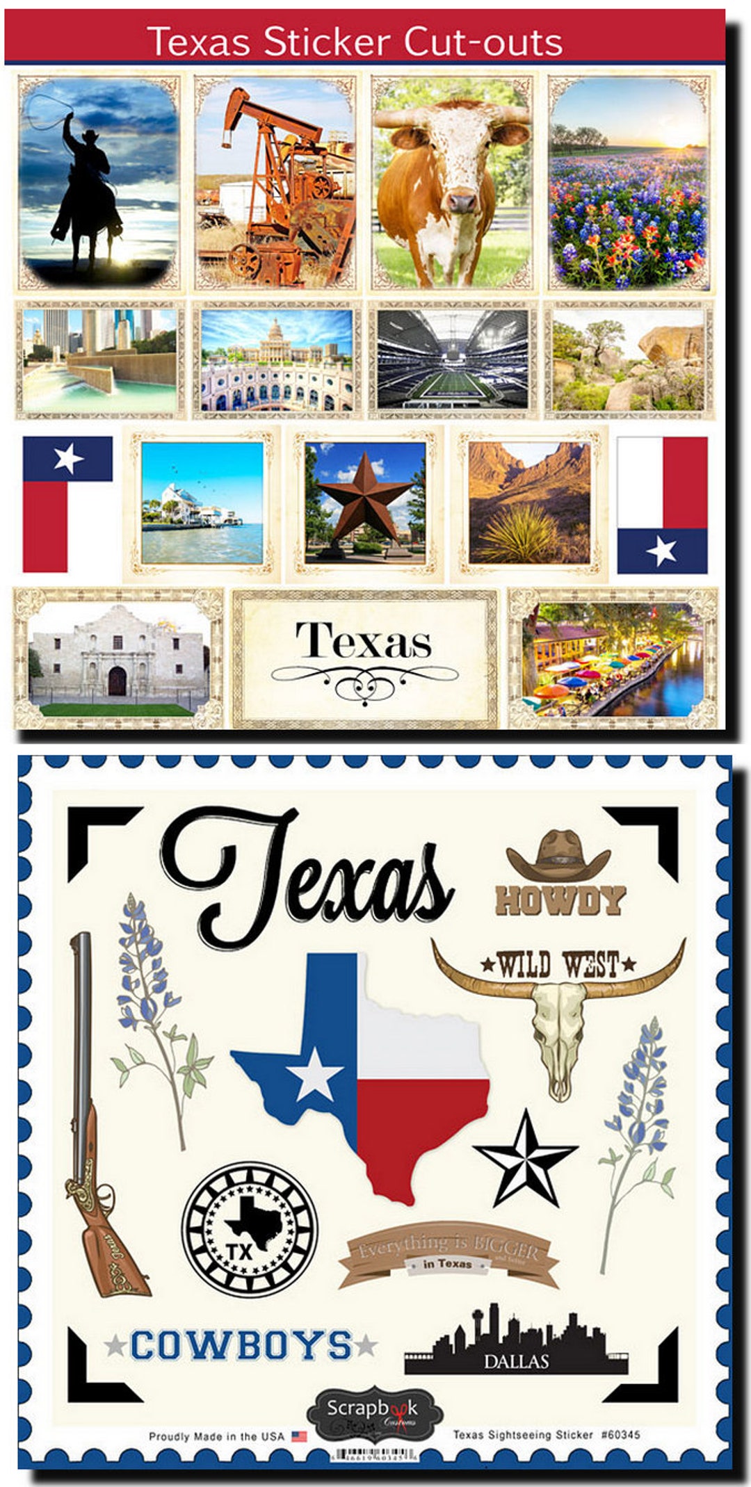 Vivid Texas Stickers Sightseeing Icons & Images Dallas Austin Cowboys ...
