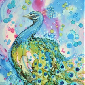 Peacock Art,fine Art Painting, Alcohol Ink Print, Fine Art Print, Susan ...