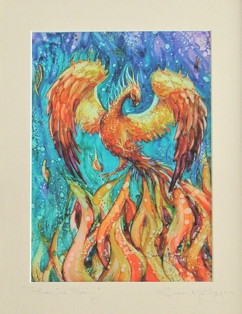 Phoenix Painting Alcohol Ink Print Fine Art Print Phoenix | Etsy