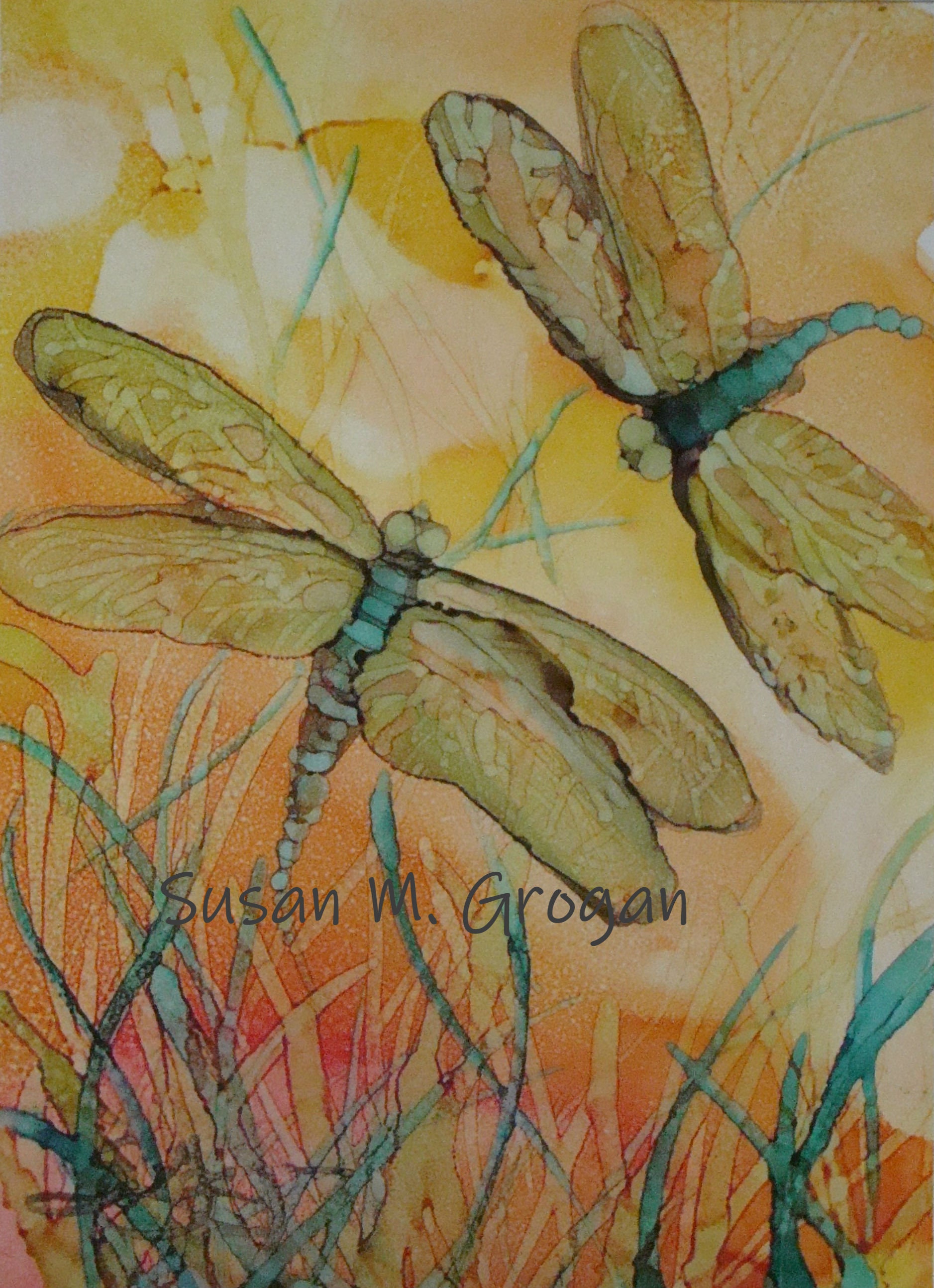Dragonfly Art Dragonfly Print Alcohol Ink Printsusan - Etsy