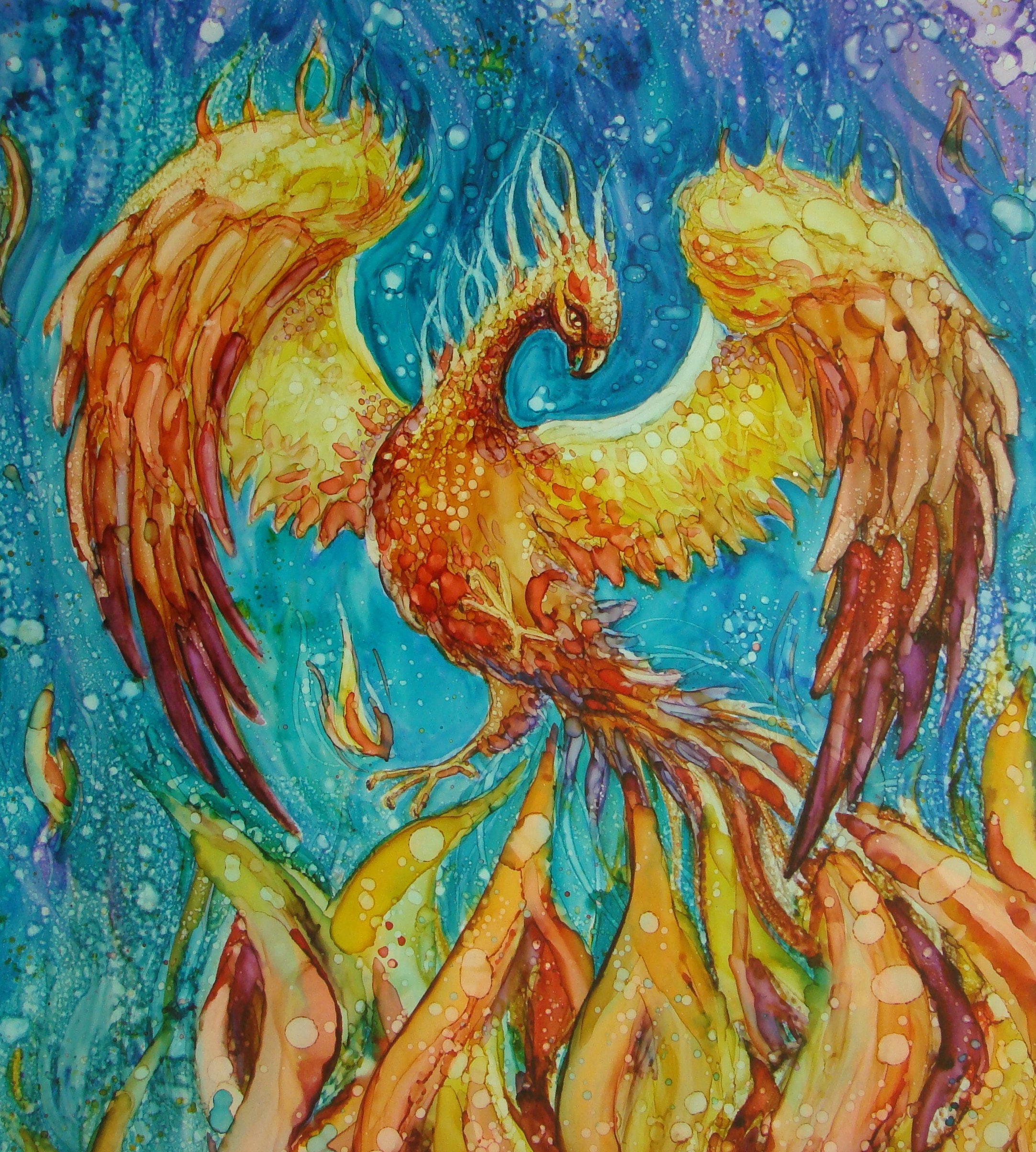 Phoenix Painting Alcohol Ink Print Fine Art Print Phoenix | Etsy