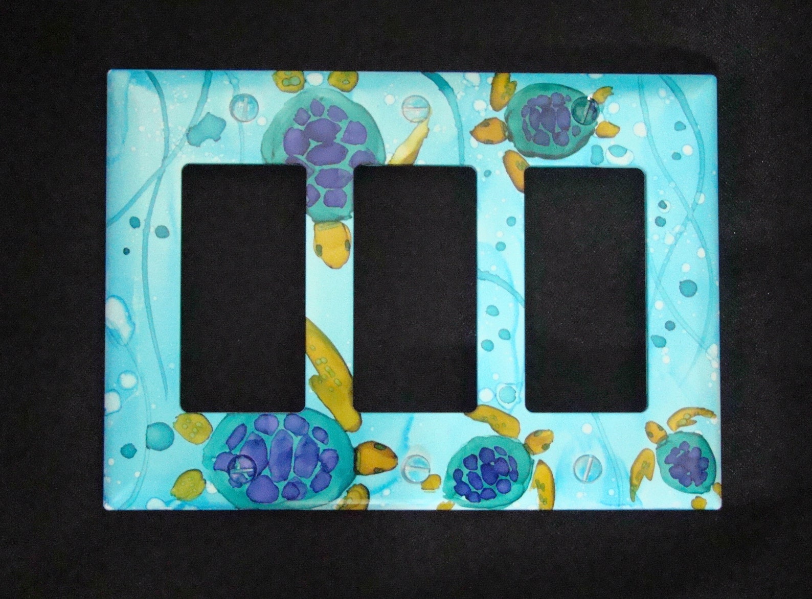 Hand Painted Sea Turtle Light Switch Plate: Alcohol Ink Art - Etsy